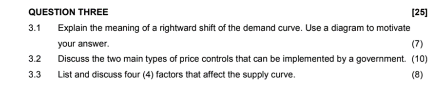 Solved QUESTION THREE [25] 3.1 Explain the meaning of a | Chegg.com