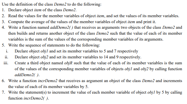 Solved Exercise C6 The class Demo2 is defined as follows: | Chegg.com