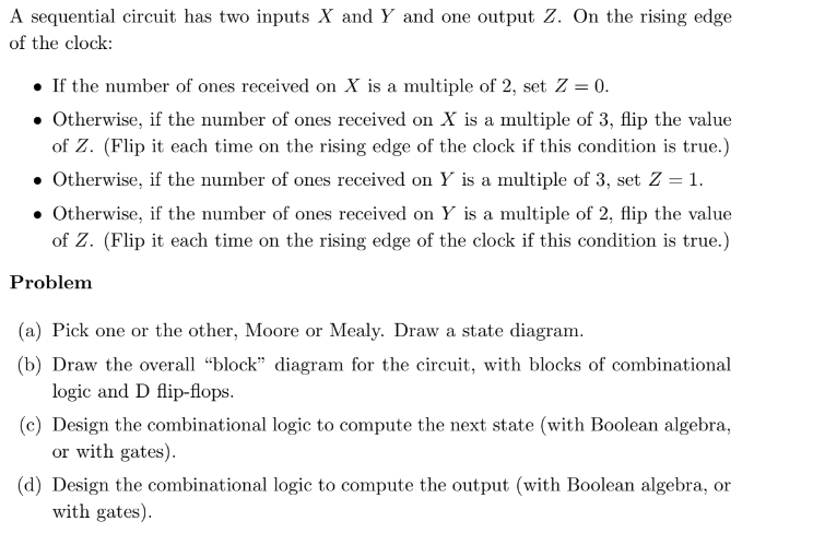 A sequential circuit has two inputs x ﻿and Y ﻿and one | Chegg.com