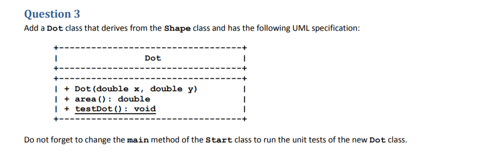 Solved Question 1 Create a Shape class with the following | Chegg.com
