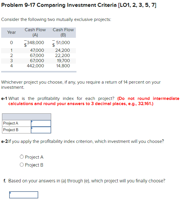 Solved Problem 9-17 Comparing Investment Criteria [LO1, 2, | Chegg.com