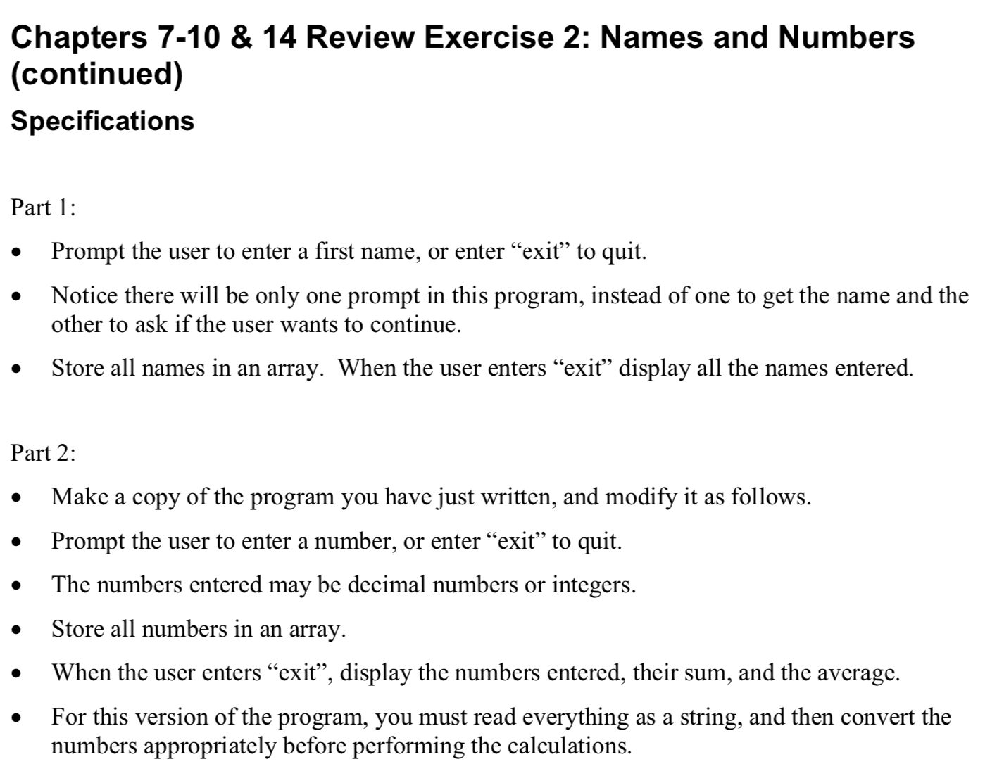 Solved Chapters 7-10 \&14 Review Exercise 2: Names and | Chegg.com