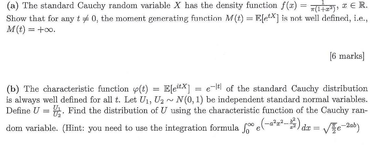 A The Standard Cauchy Random Variable X Has The