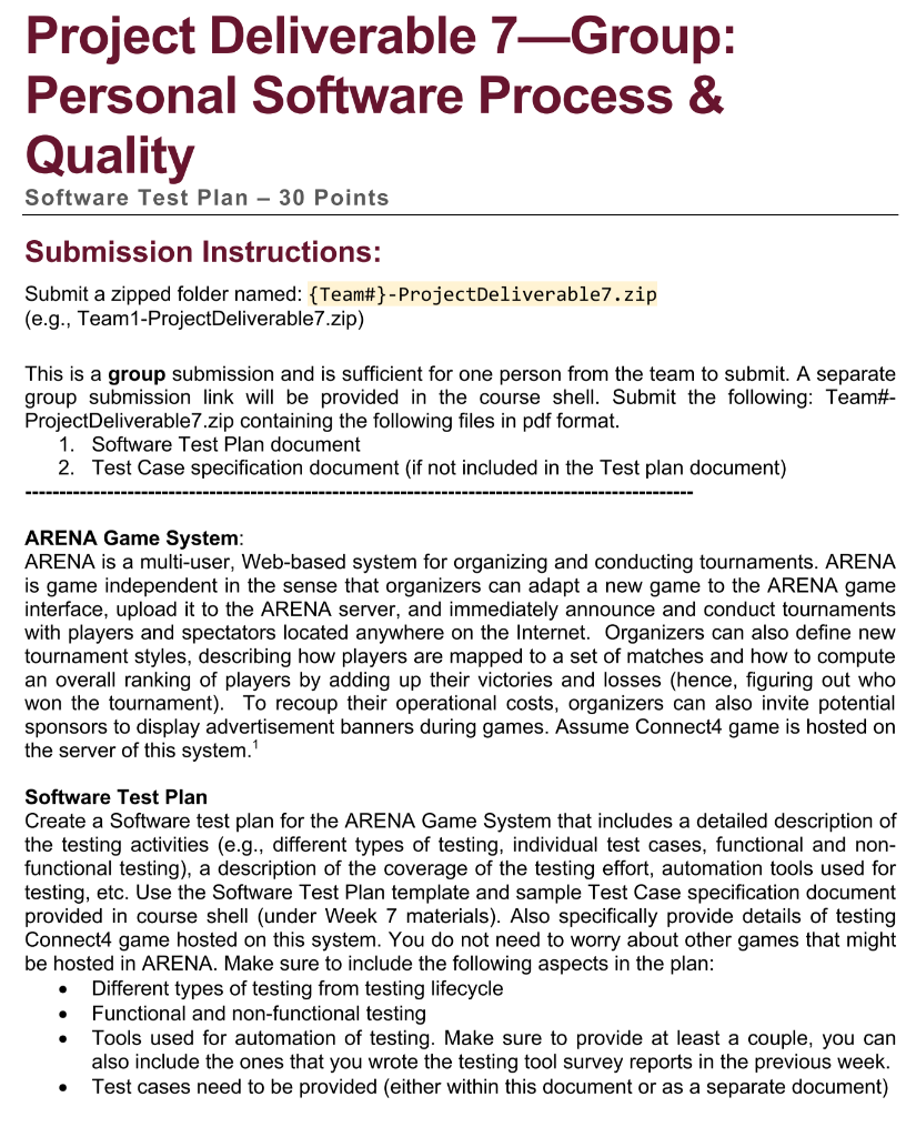 Solved Project Deliverable 7-Group: Personal Software | Chegg.com