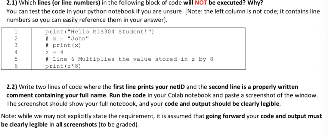Solved 2.1) Which lines (or line numbers) in the following | Chegg.com