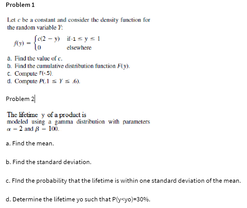 Solved Problem 1 Let c be a constant and consider the | Chegg.com