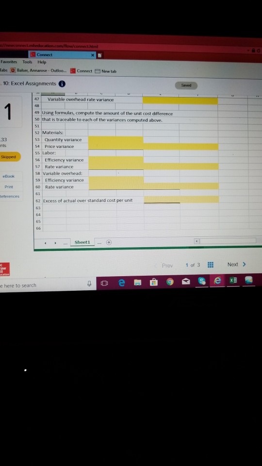 Solved Help Save&Exit Subrri Variance Analysis using Excel's | Chegg.com