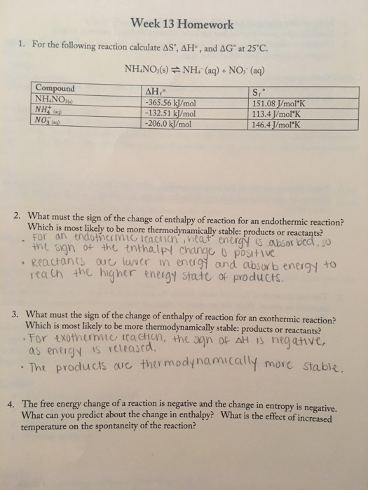 Solved Week 13 Homework 1. For the following reaction | Chegg.com