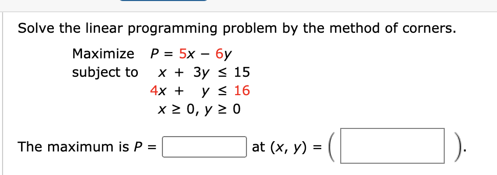 Solved Solve the linear programming problem by the method of | Chegg.com