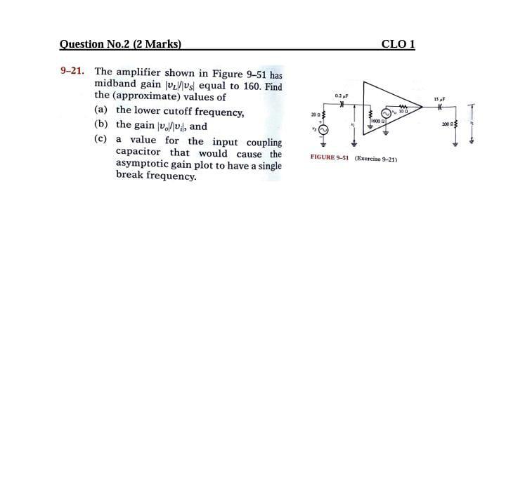 Solved Question No.2 (2 Marks) CLO1 15 F * 100 200 9-21. The | Chegg.com