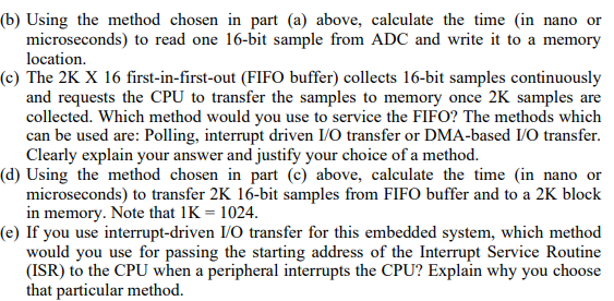 An embedded system, illustrated in the figure below, | Chegg.com