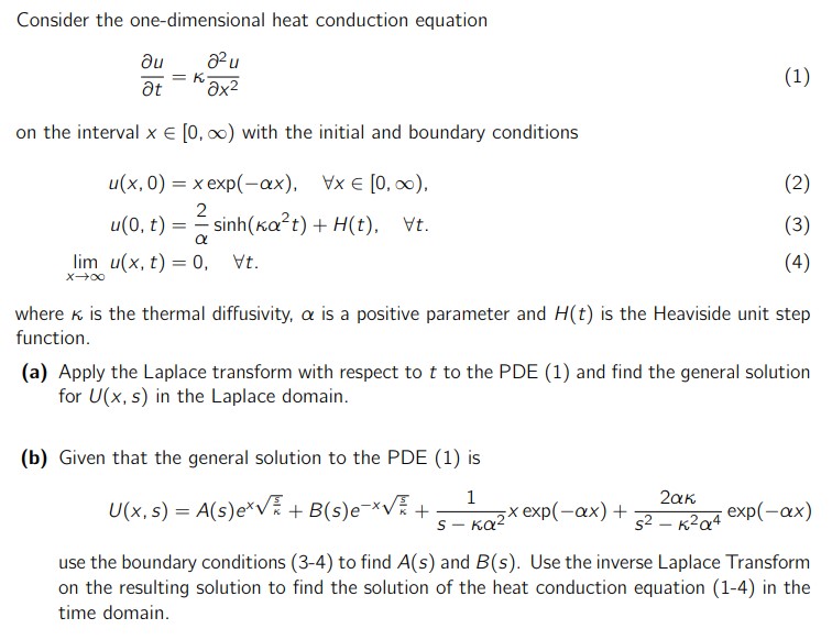 Solved Consider the one-dimensional heat conduction equation | Chegg.com