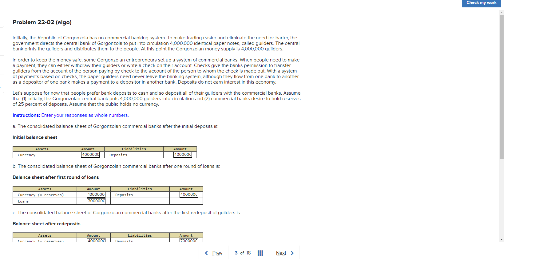 Solved Check my work Problem 22-02 (algo) Initially, the | Chegg.com