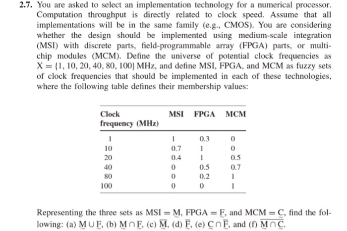 Solved 2.7. You are asked to select an implementation | Chegg.com