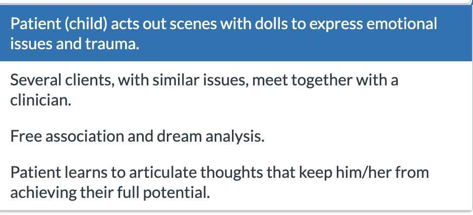 Solved Match the therapy type to the related description or | Chegg.com