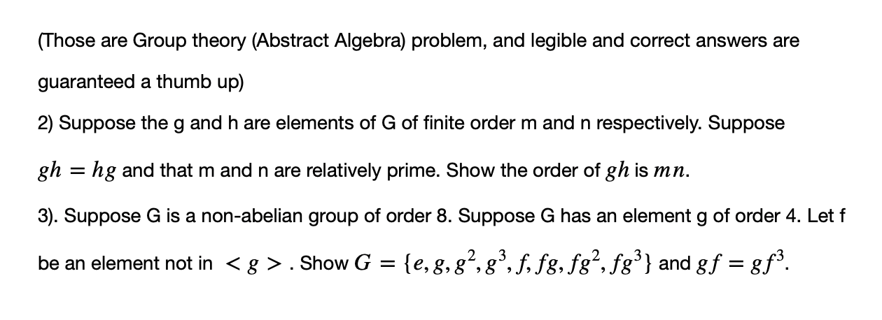Solved (Those are Group theory (Abstract Algebra) problem, | Chegg.com