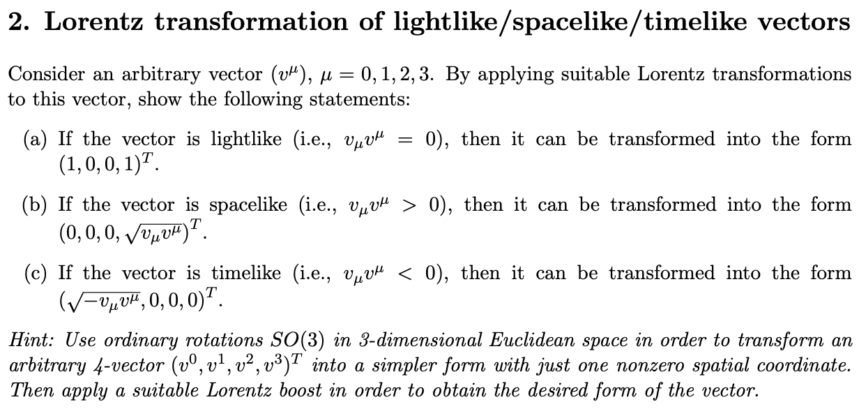 Solved Lorentz transformation of | Chegg.com