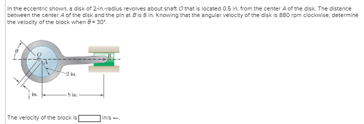 Solved In the eccentric shown, a disk of 2-in.-radius | Chegg.com