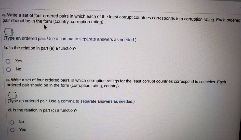 Solved The graph shows the corruption ratings for the | Chegg.com