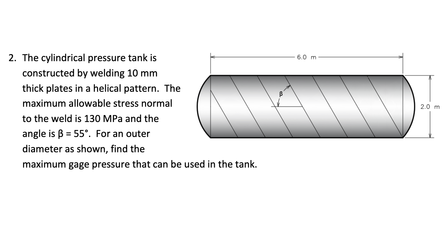 Solved 6.0 m 2. The cylindrical pressure tank is constructed | Chegg.com