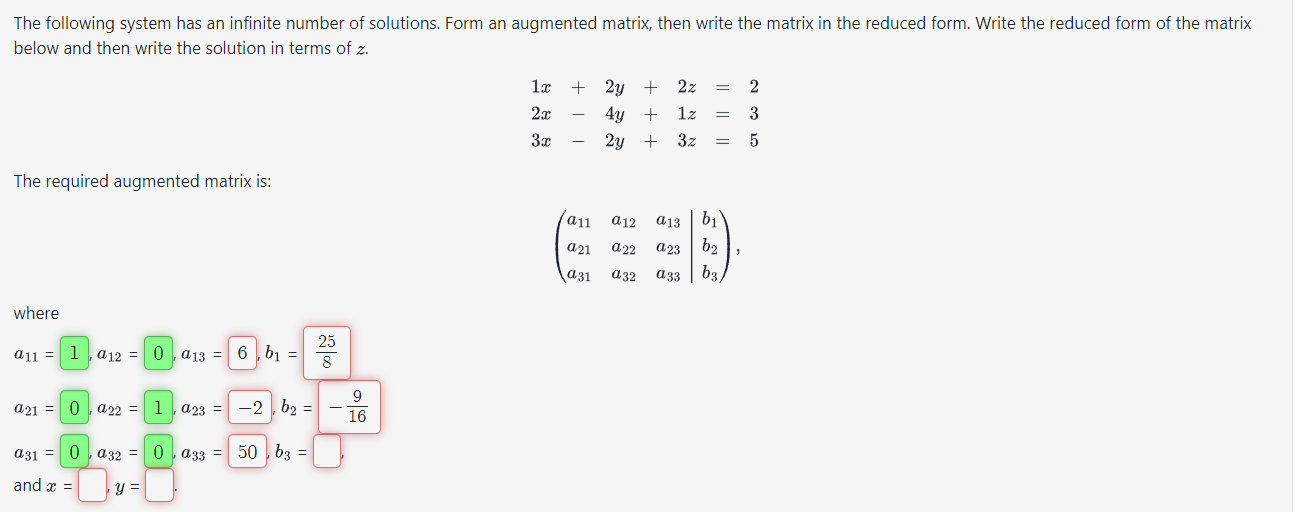 Solved The following system has an infinite number of | Chegg.com