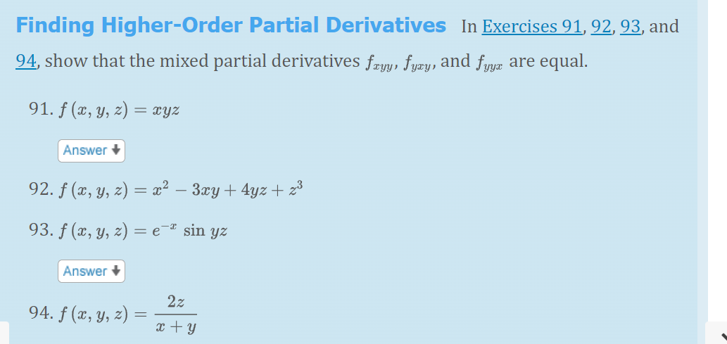 Solved Finding Higher Order Partial Derivatives In Exercises
