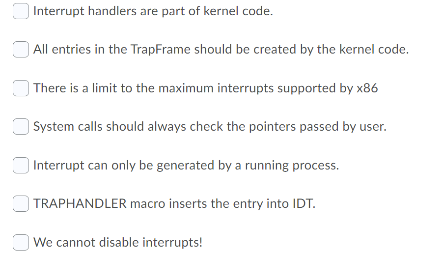 Solved Interrupt handlers are part of kernel code. All | Chegg.com