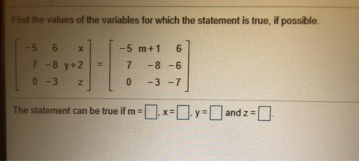 Solved Solve the following matrix equation. 4x 4y-1 20 10 6w | Chegg.com
