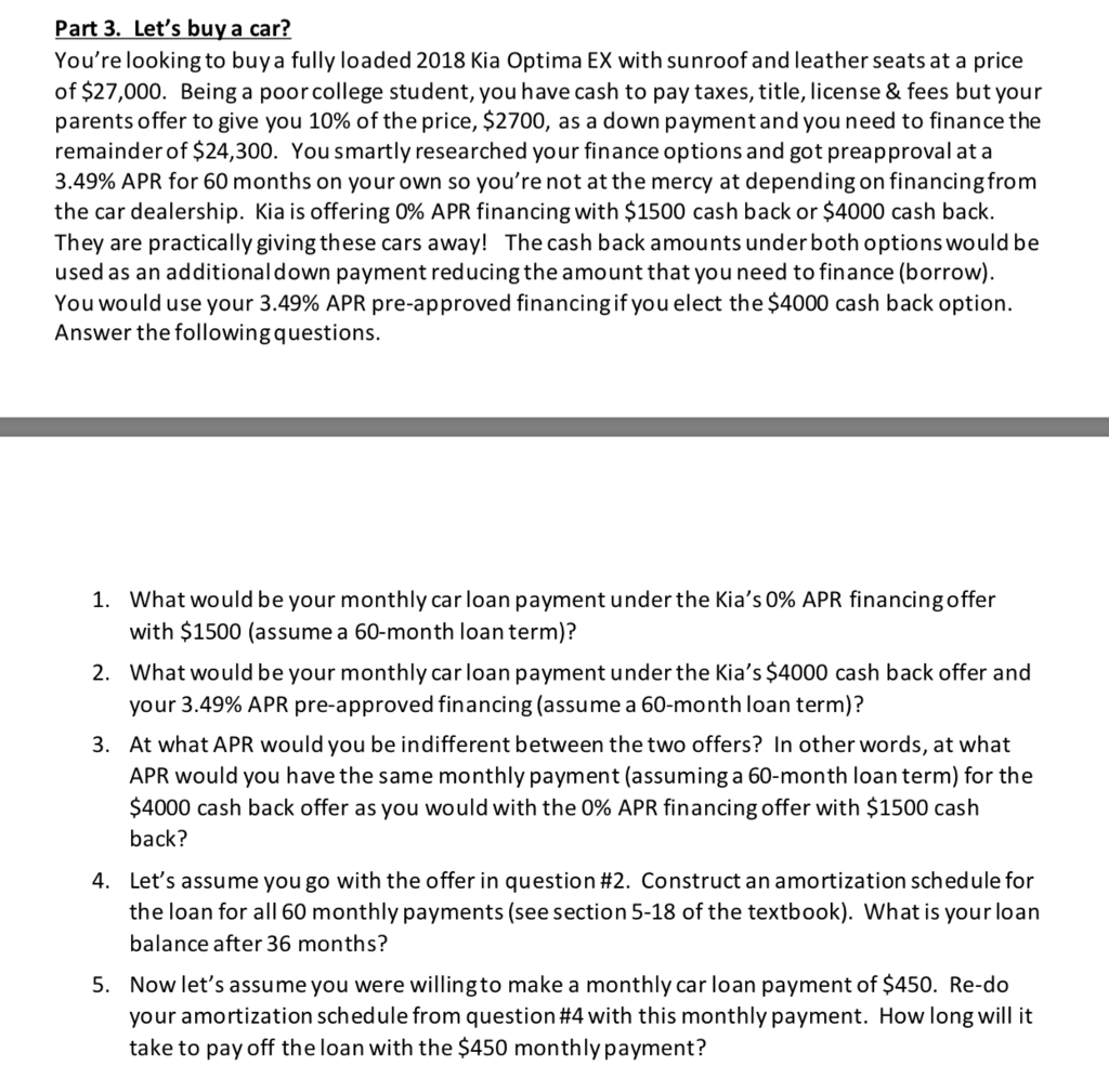 Solved Part 3, Let's buy a car? You're looking to buy a | Chegg.com