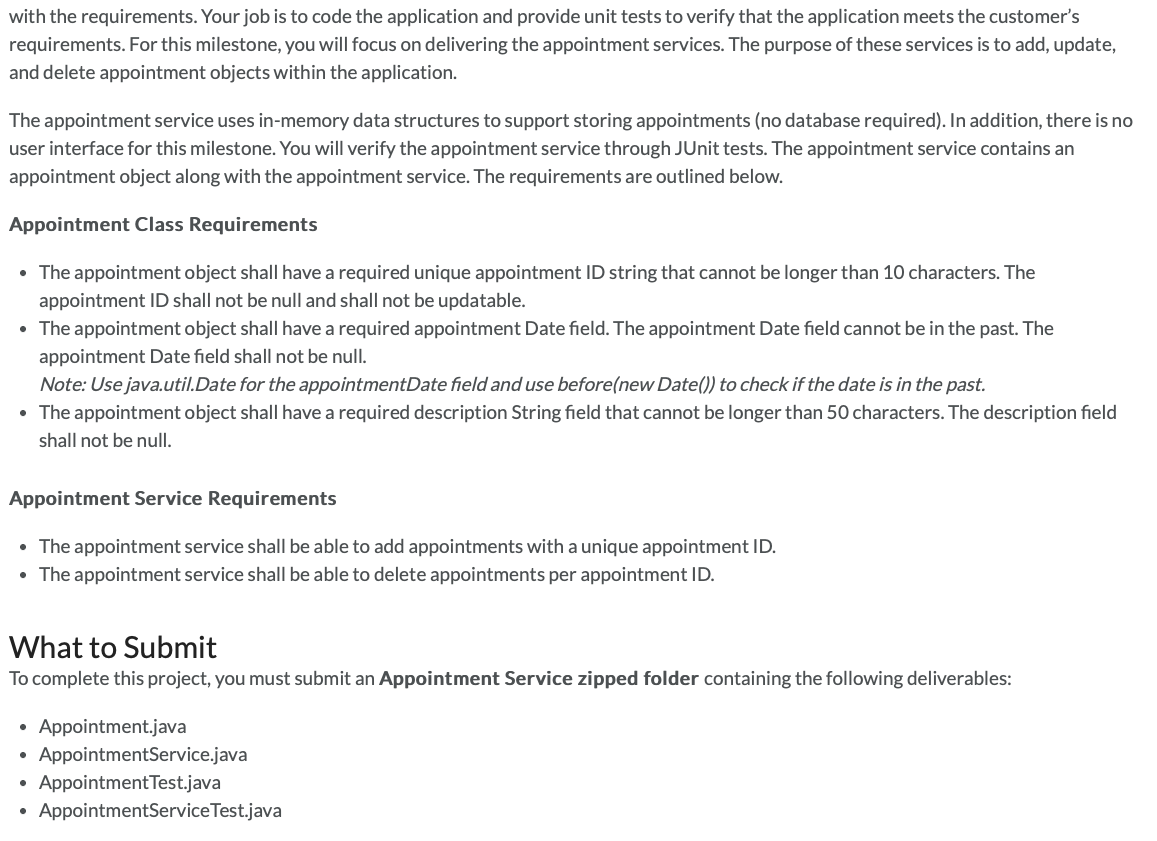 Solved Appointment Class Requirements - The appointment | Chegg.com