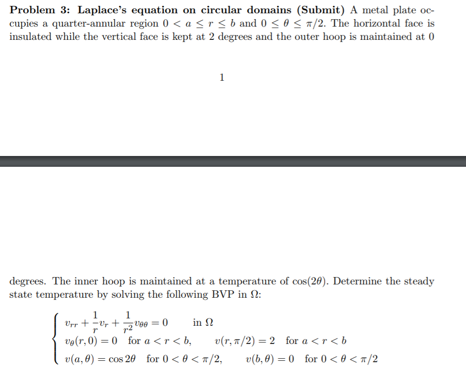 Solved Problem 3: Laplace's equation on circular domains | Chegg.com