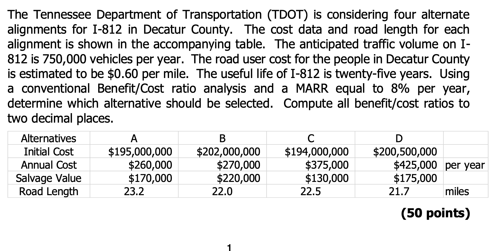 Solved The Tennessee Department of Transportation (TDOT) is | Chegg.com