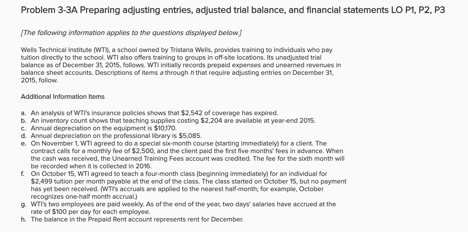 Solved Problem 3-3A Preparing adjusting entries, adjusted | Chegg.com