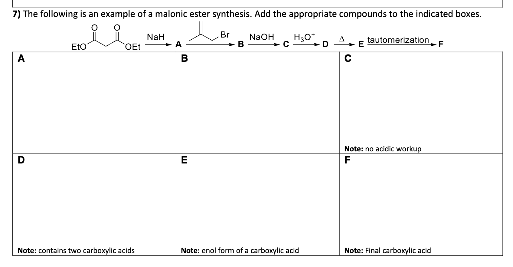 Solved 7) The following is an example of a malonic ester | Chegg.com