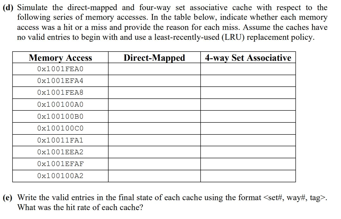 Assume that the block offset is four bits and the | Chegg.com