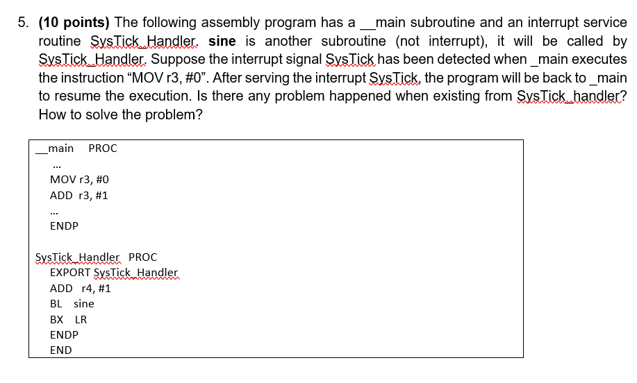 5. (10 points) The following assembly program has a | Chegg.com