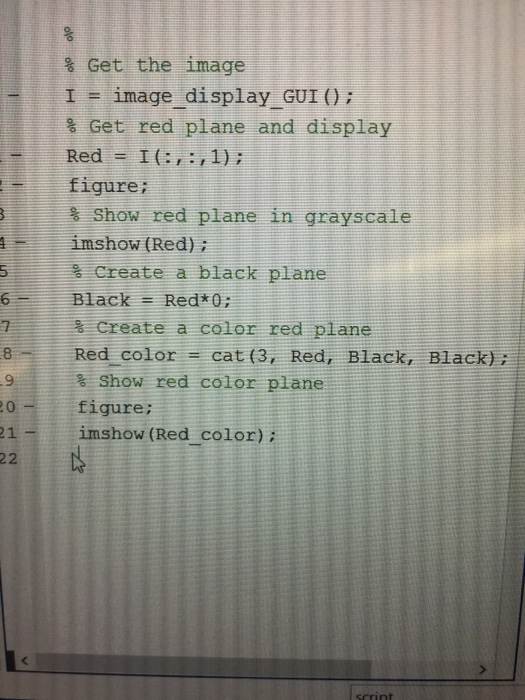 Solved % Get the image I-image display GUI Get red plane and | Chegg.com