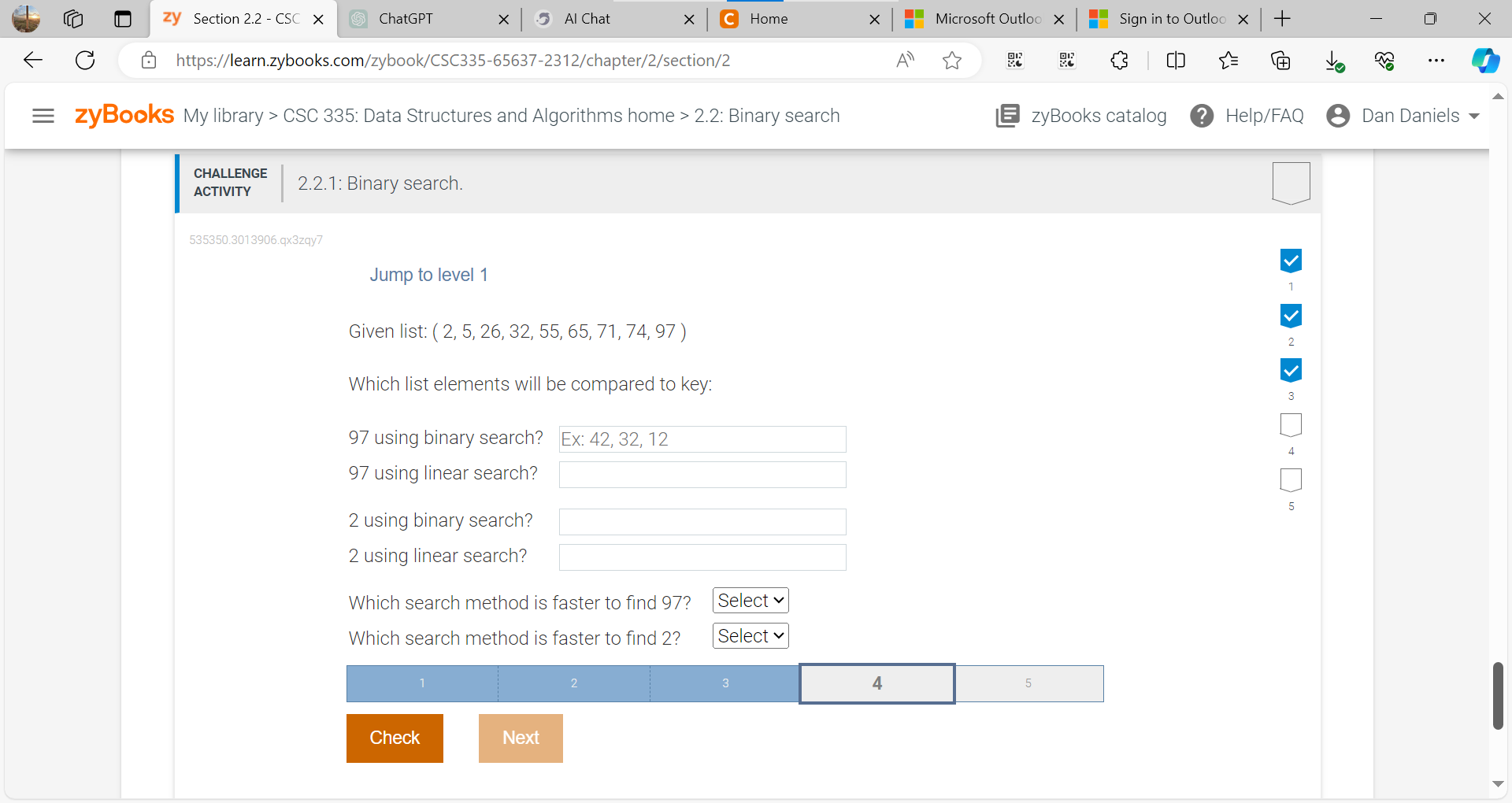 Solved 2.2.1: Binary search.Jump to level 1Given list: | Chegg.com