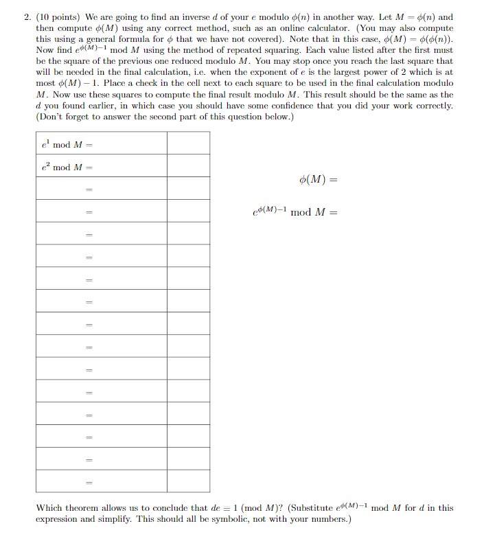 2. (10 points) We are going to find an inverse d of | Chegg.com