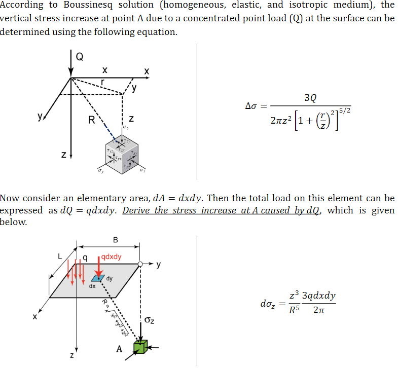 Solved According to Boussinesq solution (homogeneous, | Chegg.com