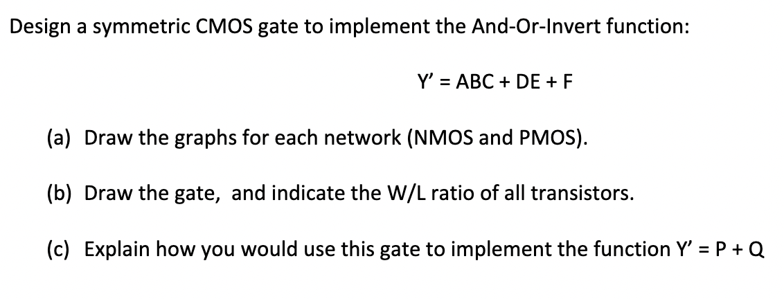 Solved Design a symmetric CMOS gate to implement the | Chegg.com