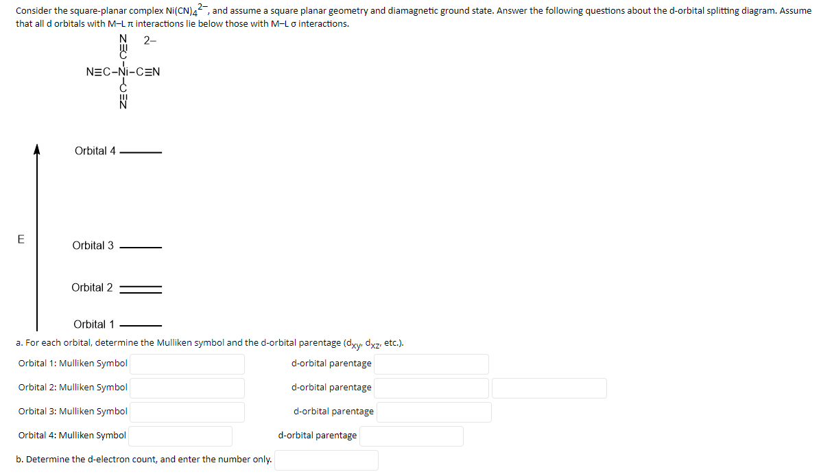 Solved Consider the square-planar complex Ni(CN)4?-, and | Chegg.com
