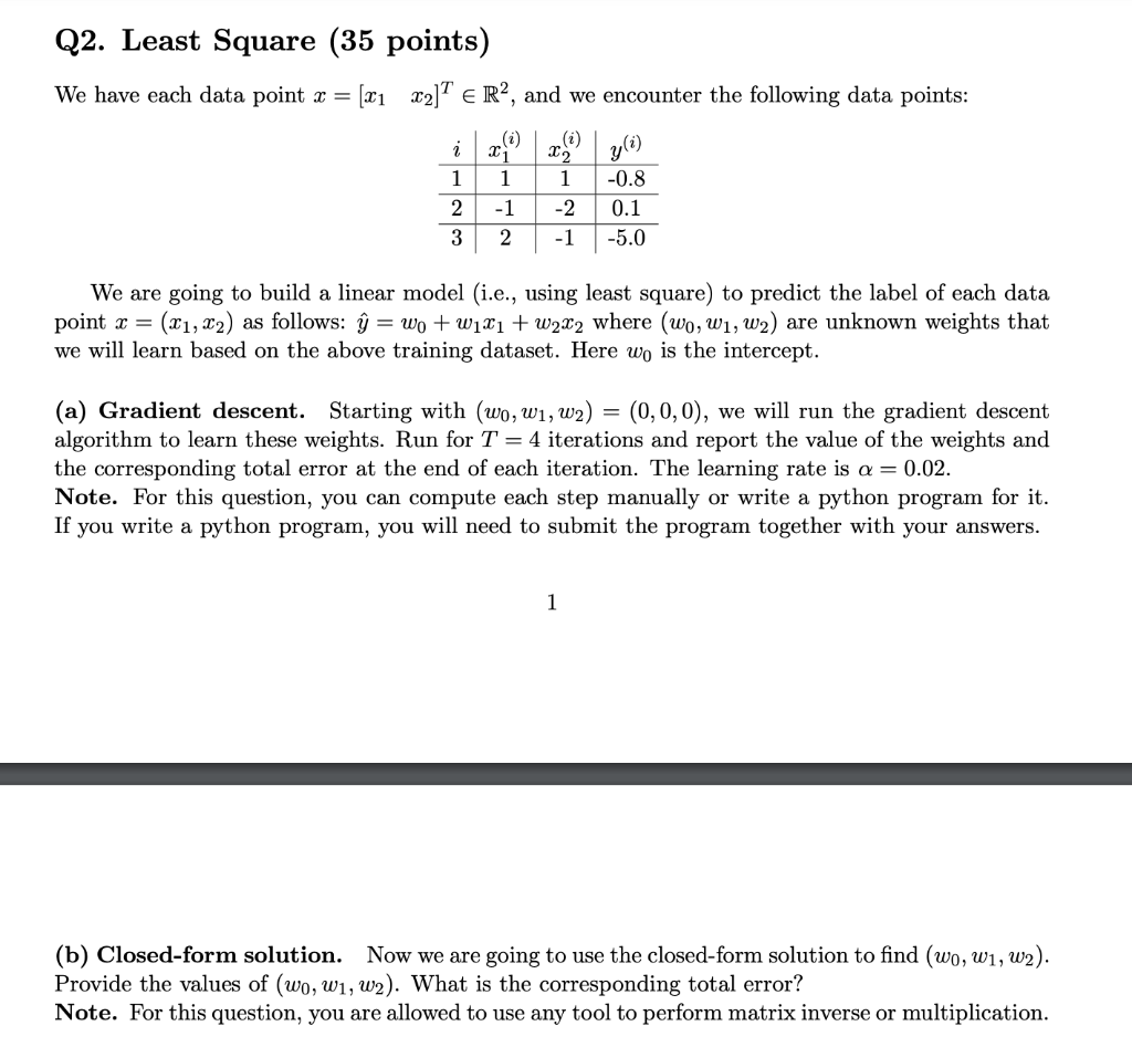 Solved We have each data point x=[x1x2]T∈R2, and we | Chegg.com