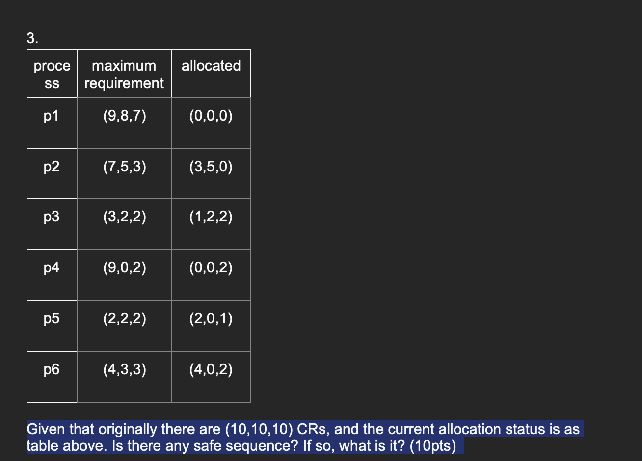 Solved Given that originally there are (10,10,10) CRs, and | Chegg.com