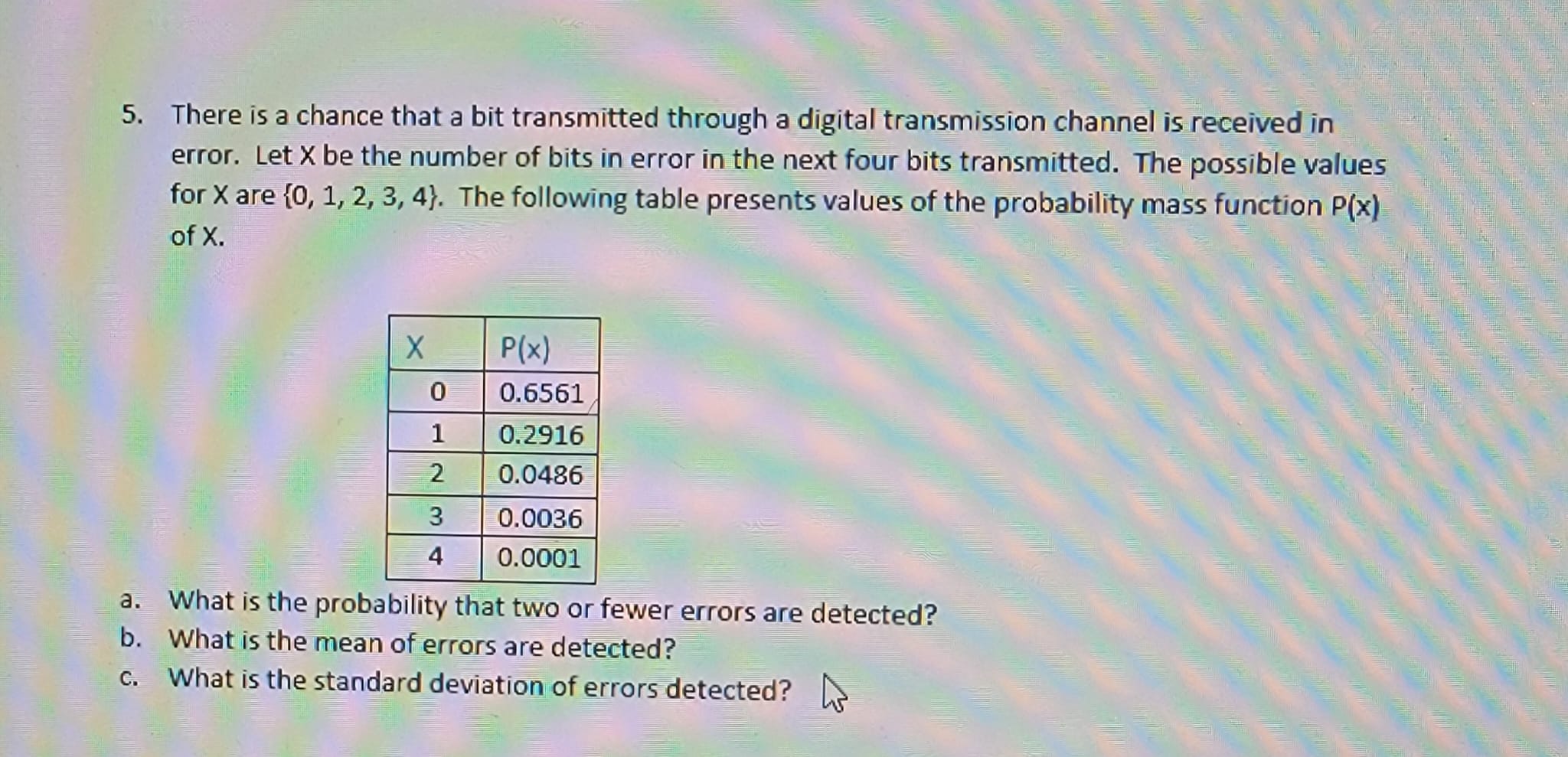 Solved 5. There is a chance that a bit transmitted through a | Chegg.com