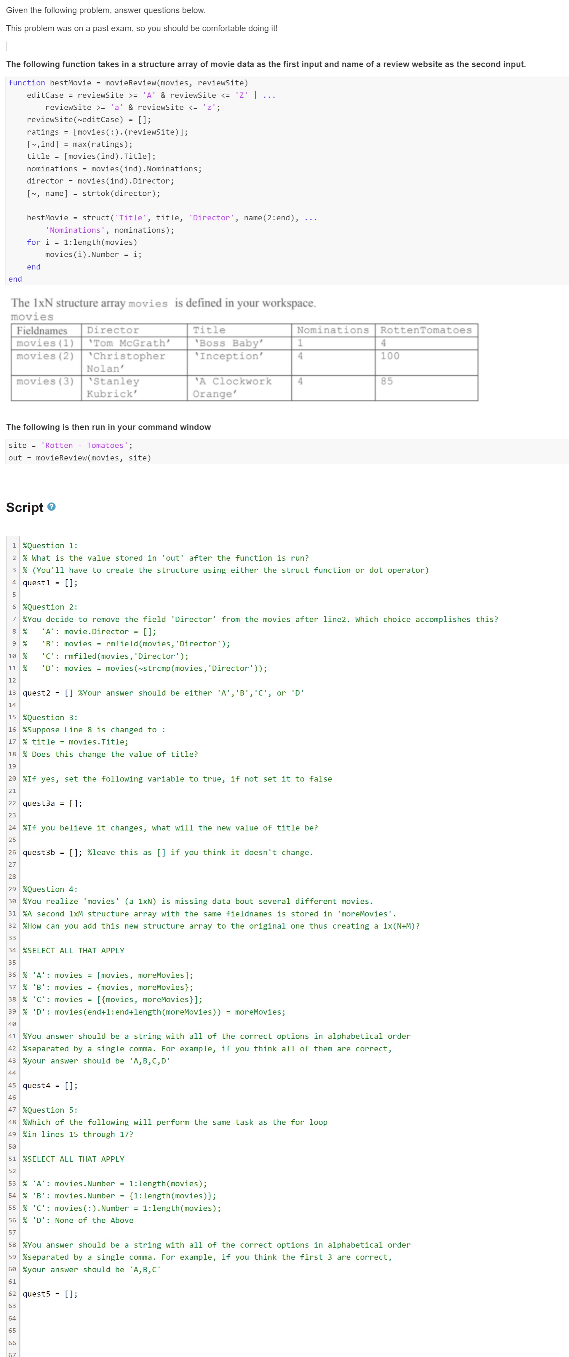 Solved Given the following problem, answer questions below. | Chegg.com
