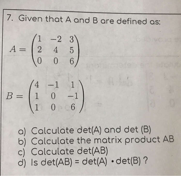 Solved 1. Calculate the determinant: | Chegg.com