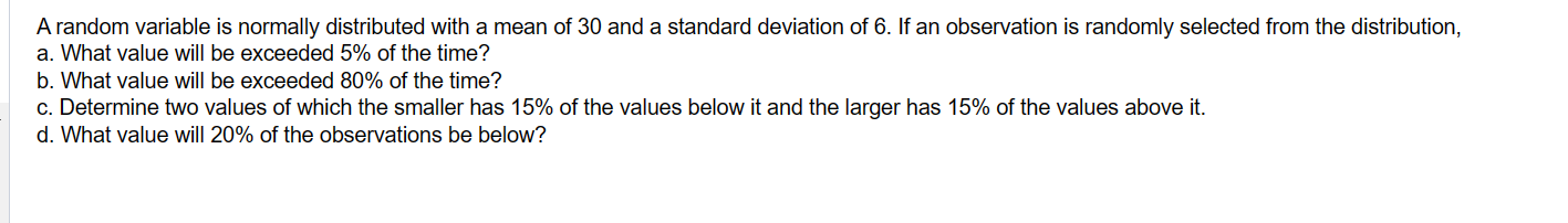 Solved A random variable is normally distributed with a mean | Chegg.com