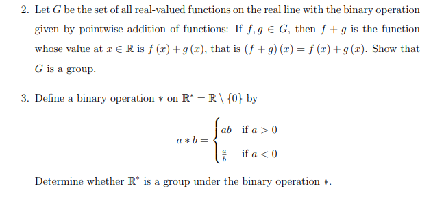 Solved 2. Let G be the set of all real-valued functions on | Chegg.com