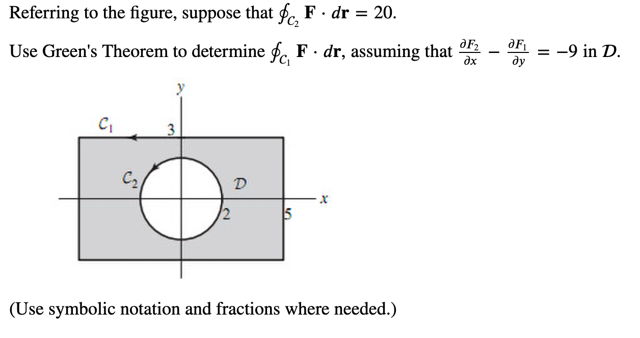 Solved = 20. Referring to the figure, suppose that fc, F. dr | Chegg.com